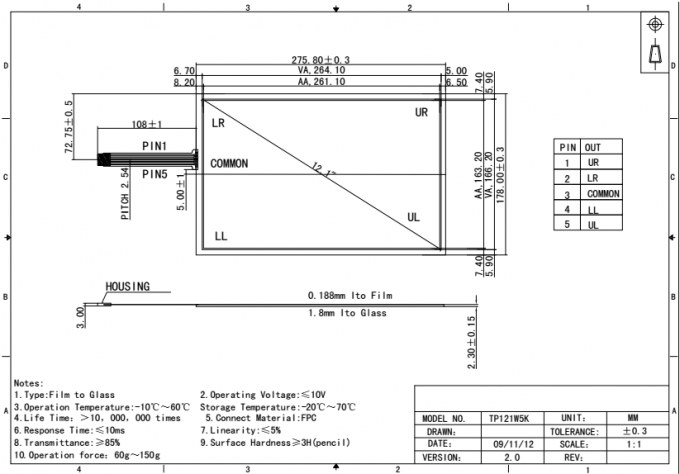 Multi Touch Lcd Touch Screen Panel 10.4" 12.1" 14.1" , 5 Wire ...